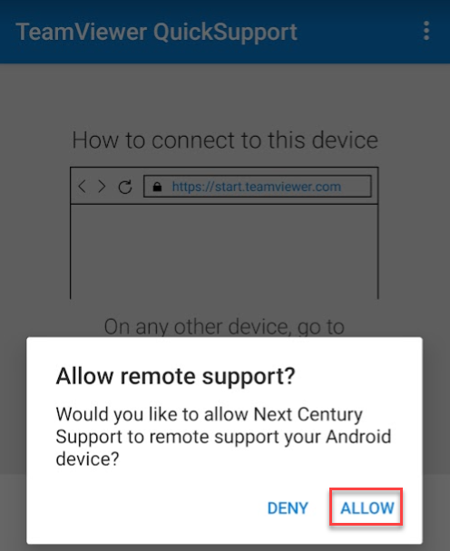 Using TeamViewer QuickSupport on an Android device – Next Century