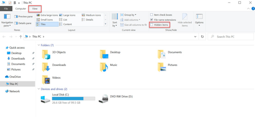 Show Hidden Files and Folders in Windows 10 – Next Century