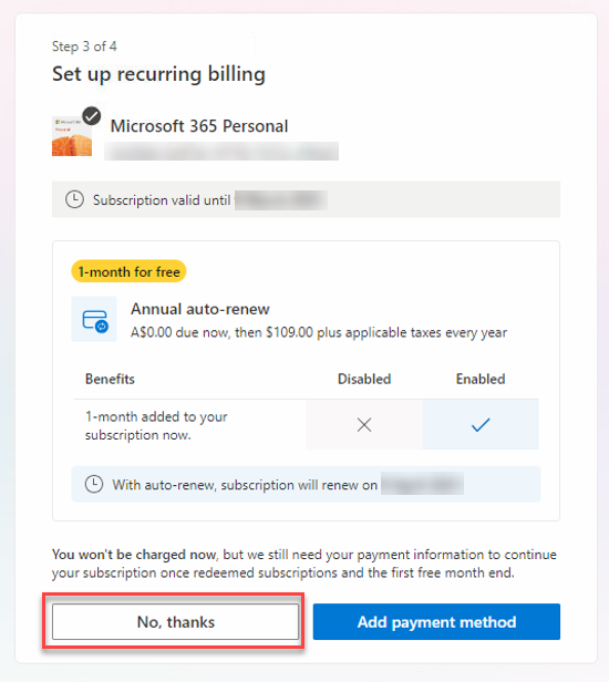 Renew your Microsoft 365 Family or Personal subscription with a product ...